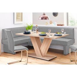 Home Affaire Eckbank &raquo;Nils&laquo; Sitz und R&uuml;cken gepolstert, verschiedene Qualit&auml;ten grau Holzwerkstoff, Massivholz, Polyester B/H/T: 222cm x 89cm x 162cm,