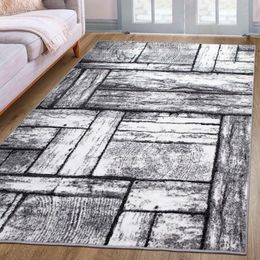 OTTO home Teppich &raquo;Sierning&laquo; rechteckig 8 mm H&ouml;he softer Flor, Kurzflor, modernes Design, in Holz-Optik grau Kunstfaser B : 240cm 1 Stk., 8mm, L: 