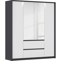 Rauch Dreht&uuml;renschrank &raquo;Mainz mit Spiegel und Passepartout&laquo; optional mit Beleuchtung, Au&szlig;ent&uuml;ren mit Push-to-Open Funktion grau Holzwerkstoff B/H/T: 