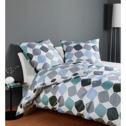 Janine Bettw&auml;sche &raquo;Mako-Satin87106 06&laquo; mit Reissverschluss blau Mako-Satin, Obermaterial: 100% Baumwolle B/L: 135cm x 200cm, 1 Stk., 1 Stk., Mako-Satin, B/L: