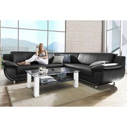 Trendmanufaktur Ecksofa &raquo;Rondo wahlweise mit Schlaffunktion, bequeme Armlehnen&laquo; L-Form, wahlw.mit Federkern, F&uuml;&szlig;e chromfarben, Unser Dauertiefpreis 