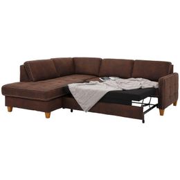 Home Affaire Ecksofa &raquo;Earl L-Form&laquo; wahlweise auch mit Schlaffunktion oder Schlaffunktion mit Bettkasten braun Luxus-Microfaser in Lederoptik (100% 