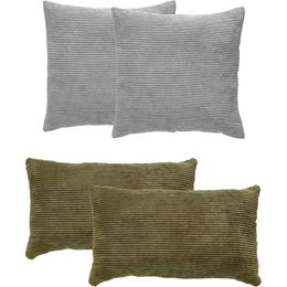 ANDIAMO Dekokissen &raquo;Cord Kissen Emy, 4er Set, Kissenh&uuml;lle mit F&uuml;llung&laquo; Sofakissen, eckig, 40x40 & 30x50 cm, auch einzeln erh&auml;ltlich gr&uuml;n Polyester 4 Stk.