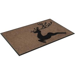 wash+dry by Kleen-Tex Fu&szlig;matte &raquo;Jumping Deer&laquo; rechteckig 7 mm H&ouml;he bunt Polyamid B : 50cm 1 Stk., 7mm, L: 75cm