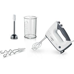 Bosch Handmixer &raquo;ErgoMixx MFQ37470, Edelst. R&uuml;hrbesen/Knethaken, 5 Stufen, wei&szlig;&laquo; 750 W Turbostufe, Mixfu&szlig;, leichtes Geh&auml;use, Made in Europe wei&szlig; 