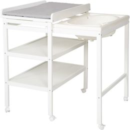 Roba Bade- und Wickelregal &raquo;Style, Baby Pool, wei&szlig;&laquo; bis 11 kg inkl. herausziehbarer Badewanne und Wickelauflage silbergrau 58 cm wei&szlig; Einheitsgr&ouml;&szlig;e 