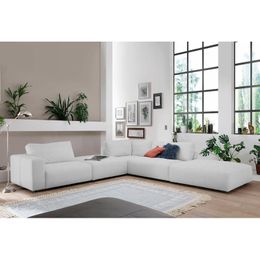 Musterring Ecksofa &raquo;LUCIA L-Form&laquo; in vielen Qualit&auml;ten und 4 verschieden N&auml;hten grau Flachgewebe FLORIS (100% Polyester);Flachgewebe VALMONT (60% Baumwolle/ 40% 