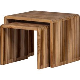 Woood Beistelltisch &raquo;Jasmijn aus recyceltem Teakholz als 2er-Set B 50 x T 45 x H 41 cm&laquo; Set, 2 Stk. tlg. 2er-Set, pflegeleichte Oberfl&auml;che, 