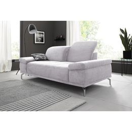 OTTO home 2-Sitzer &raquo;Caluna&laquo; mit Sitztiefen- und Kopfteilverstellung silber Luxus-Microfaser Vintageoptik (100% Polyester);Flachgewebe (100% Polyester)