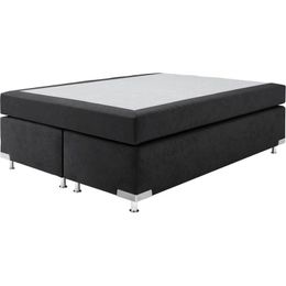 Westfalia Schlafkomfort Boxspringbett &raquo;Holland&laquo; ohne Kopfteil, frei im Raum stellbar schwarz Microvelours (100% Polyester) Microvelours Ohne Topper, Liegefl&auml;che B/L: 140cm x 