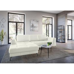 Sit & More sit&more Ecksofa &raquo;Bendigo L-Form&laquo; inklusive Sitztiefenverstellung, Bodenfreiheit 15 cm, 2 Fu&szlig;farben wei&szlig; B/H/T: 284cm x 87cm x 175cm, NaturLEDER ,mega
