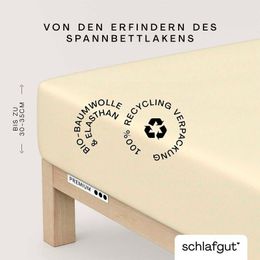 Schlafgut Spannbettlaken &raquo;PREMIUM Mako-Zwirn-Jersey, 220 g/m&sup2;, 95% Bio-Baumwolle, 5% Elasthan&laquo; Bettlaken bis 30 cm H&ouml;he, PREMIUM-Qualit&auml;t langlebig, perfekter 
