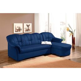 DOMO collection Ecksofa &raquo;Papenburg, zeitlose R&uuml;ckensteppung, elegante Formensprache, L-Form&laquo; in gro&szlig;er Farbvielfalt, wahlweise mit Bettfunktion blau 