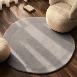 Villeroy & Boch Teppich &raquo;Wollteppich Kivi&laquo; rund 17 mm H&ouml;he Handgewebt, Wolle, Bord&uuml;re, Einfarbig, L&auml;ufer, Wohnzimmer, Organisch grau Nylon, Wolle &Oslash; 160cm 1 Stk., 17mm
