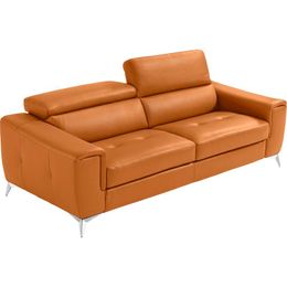 Egoitaliano 2,5-Sitzer &raquo;Francine, Designsofa, Loungesofa, Breite 213 cm, Fu&szlig;farbe chrom&laquo; Designfu&szlig;, Leder BULL, orange orange Leder &raquo;BULL&laquo; (echtes Rindsleder). 
