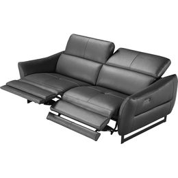 Egoitaliano 2,5-Sitzer &raquo;Dafne, elegantes Designsofa mit hohem Sitzkomfort&laquo; mit und ohne elektrischer Relaxfunktion, Kopfteile manuell verstellbar schwarz Leder &raquo;