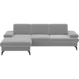 Sit & More sit&more Ecksofa &raquo;Morris L-Form, inkl. Sitztiefenverstellung&laquo; wahlweise mit Armteilverstellung, Schlaffunktion & Bettkasten grau 100% Polyester B/H/T: