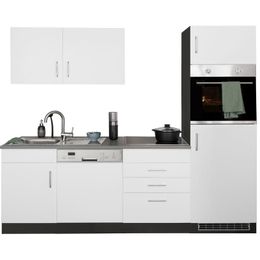 KOCHSTATION K&uuml;chenzeile &raquo;KS-Paris&laquo; Breite 230 cm, wahlweise mit E-Ger&auml;ten und Induktion wei&szlig; B/H/T: 230cm x 200cm x 60cm, ohne E-Ger&auml;te