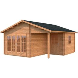 Palmako Gartenhaus &raquo;Irene&laquo; 21,9+5,2 qm braun Massivholz Fu&szlig;boden im Gartenhaus, ohne Dacheindeckung