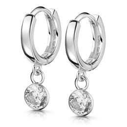 Firetti Damen Paar Creolen &raquo;Schmuck Geschenk Silber 925 Glitzer Ohrschmuck Geschenk&laquo; Made in Germany - mit Zirkonia (synth.) silber 13mm, Silber 925 (