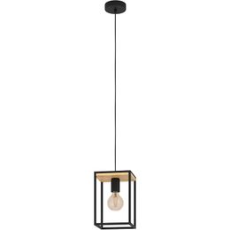 Eglo H&auml;ngeleuchte &raquo;LIBERTAD Pendellampe, Stahl und Holz, E27, IP20, Esstischlampe, Lampe&laquo; E27 1 Stk. H&auml;ngeleuchte, L18 x B18 x H110 cm, schwarz, braun