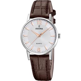 Festina Damen Quarzuhr Armbanduhr, Damenuhr, Lederarmband, analog braun Einheitsgr&ouml;&szlig;e