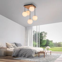 OTTO home Deckenleuchte &raquo;Evinnia Akustikpaneele mit Glaskugeln&laquo; E14 Warmwei&szlig; Holz, Akustik, Paneele, Glas, Deckenlampe E14 wei&szlig; 5, &Oslash; 16cm H: 58,5cm