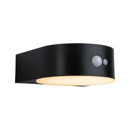 Paulmann LED Au&szlig;en-Wandleuchte &raquo;Solar Eileen IP44 2200K 300lm Schwarz&laquo; 1 Stk. Warmwei&szlig; Bewegungsmelder insektenfreundlich schwarz 1, H: 6,5cm, 1 Stk.