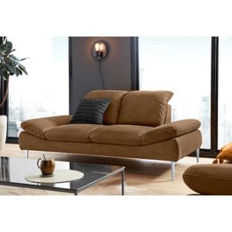 W.Schillig 2-Sitzer &raquo;enjoy&MORE&laquo; mit Sitztiefenverstellung, F&uuml;&szlig;e silber matt, Breite 202 cm braun Chenille-Flachgewebe R66 (85% Polyester, 15% Nylon);
