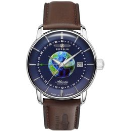 Zeppelin Herren Zeppelin Automatikuhr &raquo;Atlantic Automatic GMT&laquo; Armbanduhr, Herrenuhr, Datum, Lederarmband, Made in Germany braun Einheitsgr&ouml;&szlig;e