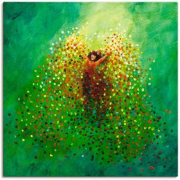Artland Leinwandbild &raquo;Sich selbst feiern&laquo; Frau 1 Stk. tlg. auf Holzrahmen gespannt gr&uuml;n Leinwand B/H/T: 70cm x 70cm, Leinwandbild Frau quadratisch, 1 Stk.