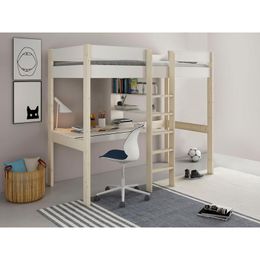 OTTO home Hochbett &raquo;Stockbett, Kinderbett, "ROBIN " FSC zertifiziertes Massivholz&laquo; mit Schreibtisch und Regalen wei&szlig; B/H/L: 99cm x 174cm x 208cm, kein