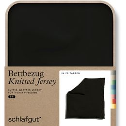 Schlafgut Bettbezug &raquo;Premium Bettbezug Knitted Jersey (1 St)&laquo; Ton-in-Ton Rei&szlig;verschluss, Bio-Baumwolle mit Elasthan, Uni, OEKO Tex schwarz Jersey, Obermaterial: