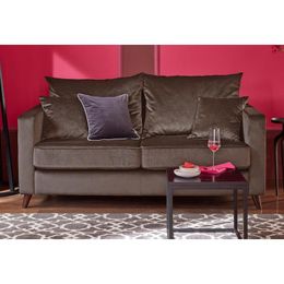Home Affaire 2-Sitzer &raquo;Renesse&laquo; lose Kissen, Keder an Sitzkissen grau Samtvelours 100% Polyester;Luxus-Microfaser ALTARA NUBUCK (100% Polyester) B/H/T