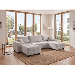 OTTO home Wohnlandschaft &raquo;Bella U-Form, Breite 314 cm&laquo; Wonlandschaft, Schlaffunktion,Bonnelfederkern,R&uuml;ckenkissen grau 100%Polyester B/H/T: 314cm x 