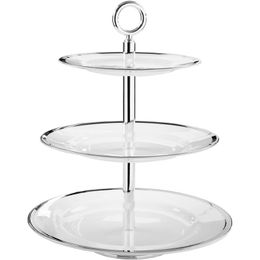 Fink Etagere &raquo;PLATINUM&laquo; Servierplatte mit Platinumrand, mit 3 Etagen, H&ouml;he ca. 39 cm wei&szlig; Porzellan &Oslash; 30cm