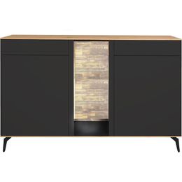 M&auml;usbacher Kommode Faro Sideboard 159 cm, inkl. Beleuchtung, Push to open, Metallf&uuml;&szlig;e schwarz B/H/T: 159cm x 103cm x 42cm, 2 Stk., 3 Stk.