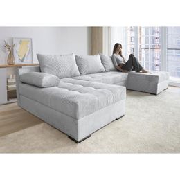 Collection AB Wohnlandschaft &raquo;Josy U-Form, B: 269 cm&laquo; Schlaffunktion & Bettkasten, Federkern grau 100%Polyester B/H/T: 269cm x 41cm x 161cm, Cord, 