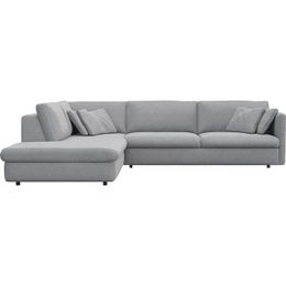 FLEXLUX Ecksofa &raquo;Lovane, elegant und zeitlos, bequem, L-Form&laquo; Weich & anschmiegsam, gro&szlig;e Sitztiefe auf Kaltschaum, Dekokissen inkl. grau 100% 
