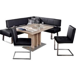 K+w Komfort & Wohnen K+W Komfort & Wohnen Eckbankgruppe &raquo;Spider II&laquo; Set, 4 Stk. tlg. langer Schenkel 195cm, 2 Freischwinger, Auszugstisch in Breite 120 cm schwarz B/H/T: 