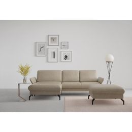 Sit & More sit&more Ecksofa &raquo;Fashion L-Form&laquo; wahlweise mit Kopfteilverstellung und Vorziehsitz, motorisch beige B/H/T: 253cm x 84cm x 165cm, Luxus-Microfasermit 