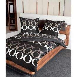 Janine Bettw&auml;sche &raquo;Riback&laquo; 2 Stk. mit in Streifen angeordneten Ringen braun Mako-Satin, Obermaterial: 100% Baumwolle B/L: 135cm x 200cm, 1 Stk., 1 Stk., Mako