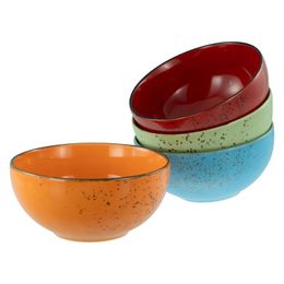 Creatable Schale &raquo;Nature Collection, Buddha Bowl 4-tlg&laquo; 4 Stk. aus Steinzeug Handwerklicher Look, Vintage, H&ouml;he 8,5 cm orange Steinzeug &Oslash; 17,5cm