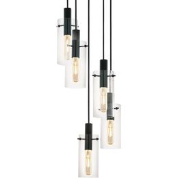 Eglo H&auml;ngeleuchte &raquo;MONTEFINO Pendellampe, Stahl und Glas, E27, IP20, Esstischlampe, Lampe&laquo; E27 1 Stk. Warmwei&szlig; H&auml;ngeleuchte, H150 x &Oslash;35, schwarz, 