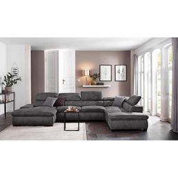 OTTO home Wohnlandschaft &raquo;Alberto U-Form&laquo; mit Kopfteilverstellung, wahlweise mit Schlaffunktion grau 100% Polyester;Microfaser in Antiklederoptik (100