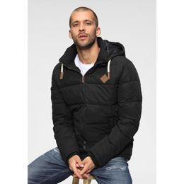 Bruno Banani Herren Steppjacke mit Kapuze leicht, wasserabweisend, modischer Stil, mit dekorativen Badges schwarz S (48)