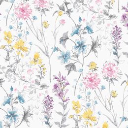 Laura Ashley Vliestapete &raquo;Wild Meadow&laquo; gemustert FSC zertifiziert, mit lebhaftem Druck, 10 Meter L&auml;nge bunt Vlies B/L: 0,52m x 10m, Rollen: 1
