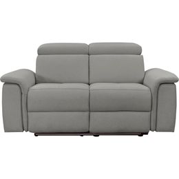 OTTO home 2-Sitzer &raquo;Pareli 172cm, manuelle u. elektr. Relaxfunktion&laquo; USB, Kopfteil-Verstellung, LED, in Echtleder, Kunstleder, Web grau Webstoff (95% 