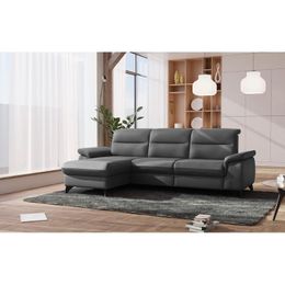 Sit & More sit&more Ecksofa &raquo;Astoria L-Form&laquo; wahlweise mit motorischer Relaxfunktion grau 100% Polyester B/H/T: 260cm x 91cm x 175cm, Luxus-Microfaser ALTARA 