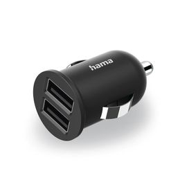Hama USB-Ladeger&auml;t &raquo;Ladeadapter f&uuml;r Zigarettenanz&uuml;nder, 2,4A / 12W, 2 fach USB&laquo; 1.200 schwarz Intelligentes und sicheres Laden: &Uuml;berlade-, &Uuml;berspannungs- 